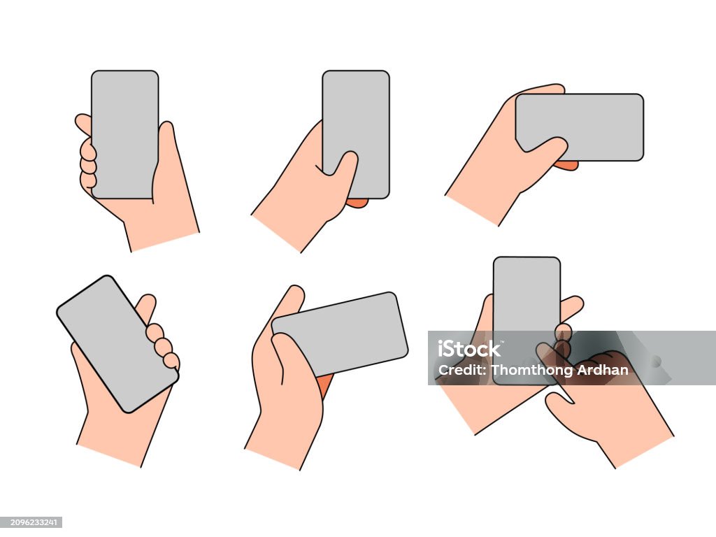 Hands Holding Mobile Phones Set Flat Vector Illustration Isolated On