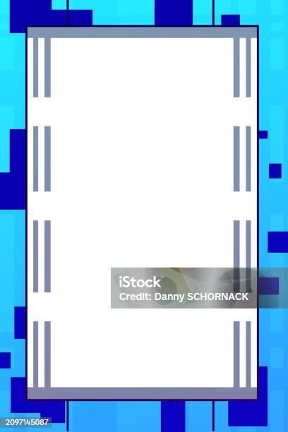 Colorful Blue Abstract Border Frame Template Stock Illustration