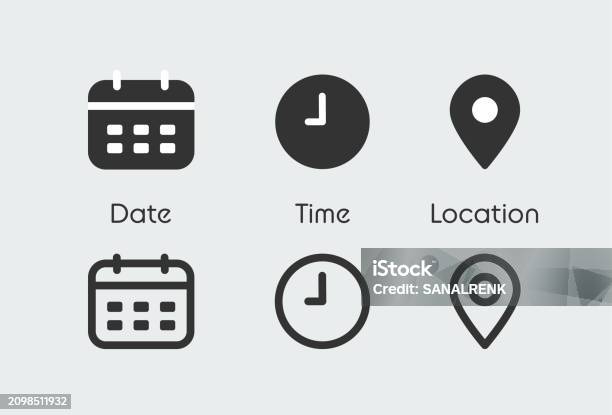 Date Time Location Address Icon Set Business Sign Template Calendar ... Date Time Location Address Icon Set Business Sign Template Calendar ...