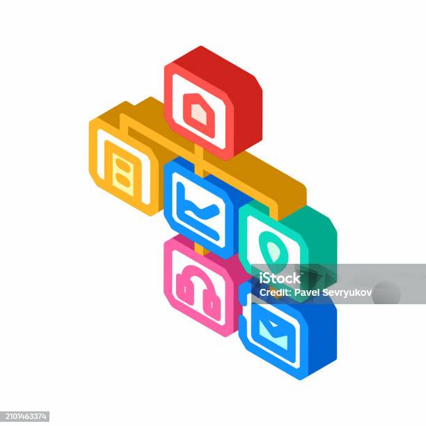 Arsitektur Informasi Desain Ui Ui Ikon Isometrik Ilustrasi Vektor