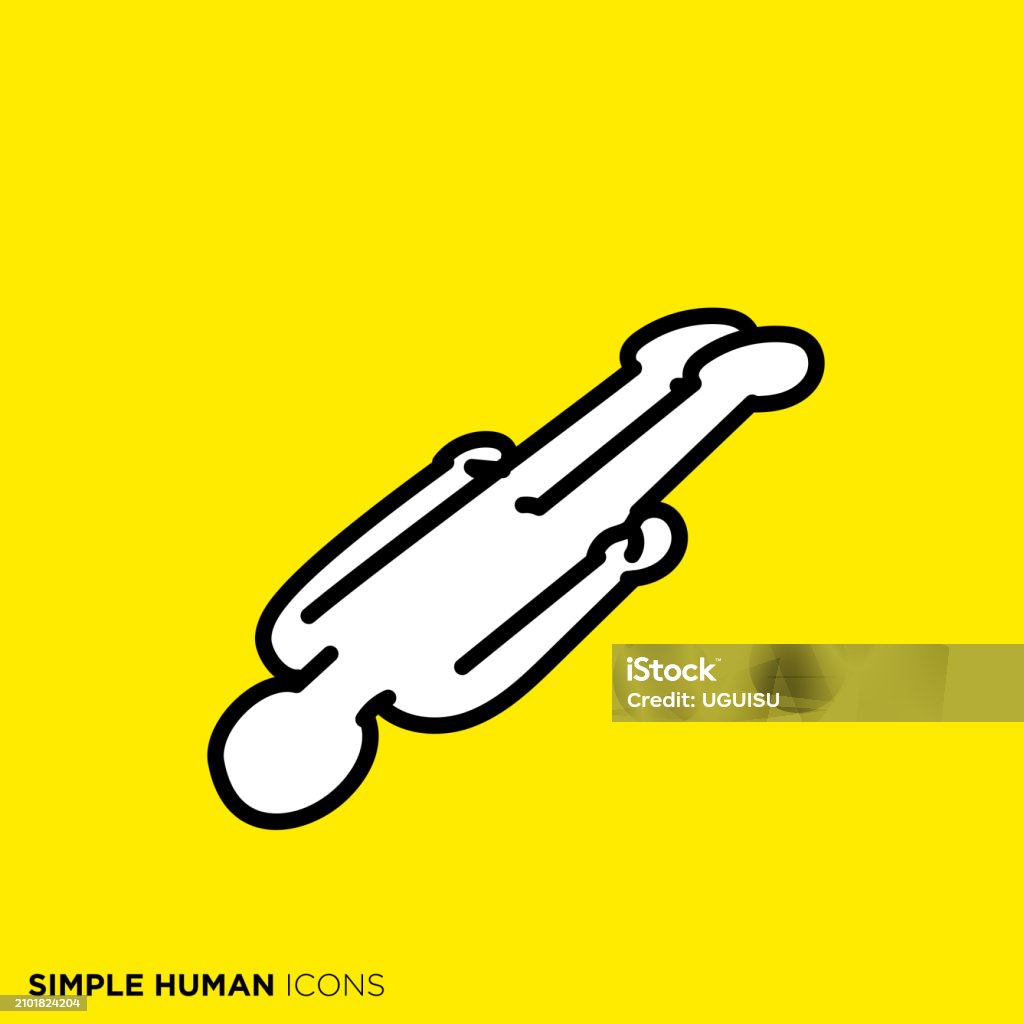Simple Human Icon Series Person Lying Face Down Stock Illustration