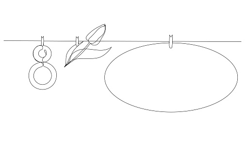 Congratulatory Banner From March 8 In One Line Modern Design Greeting Card 8 March Continuous