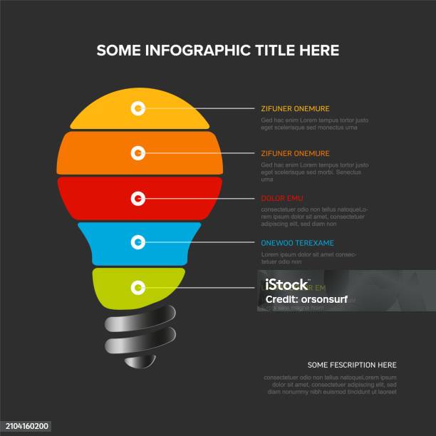 Dark Bulb Multipurpose Infographic Template Made From Color Stripes ... Dark Bulb Multipurpose Infographic Template Made From Color Stripes ...