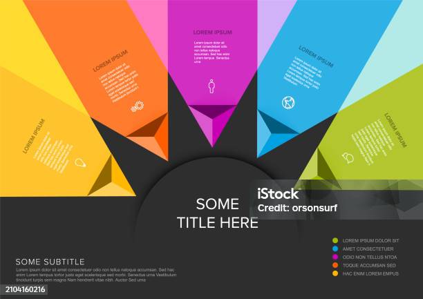 Template Infografis Serbaguna Gelap Vektor Dengan Lima Elemen Panah ... Template Infografis Serbaguna Gelap Vektor Dengan Lima Elemen Panah ...