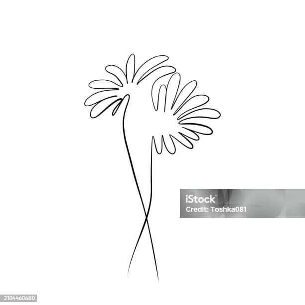 One Continuous Line Drawing Printable Decorative Poster Common Daisy
