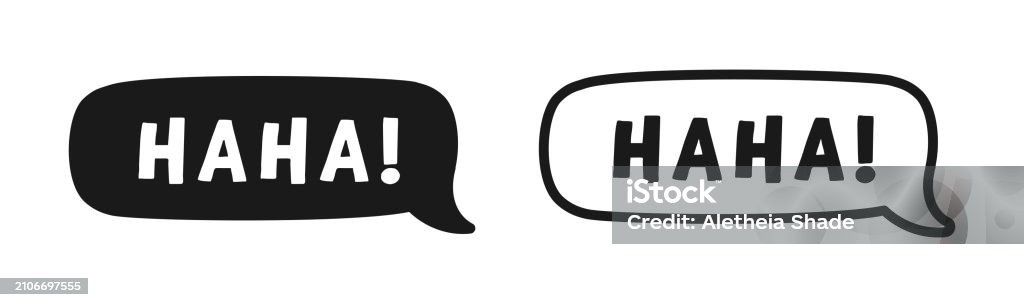 Haha Laughing Speech Bubble Sound Effect Icon Cute Black Text Lettering Outline And Silhouette