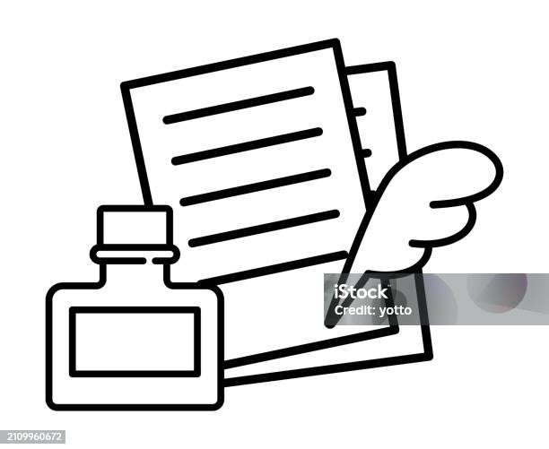 Ilustración de Pluma De Pluma Y Tinta Y Papeles Ilustración Vectorial ... Ilustración de Pluma De Pluma Y Tinta Y Papeles Ilustración Vectorial ...