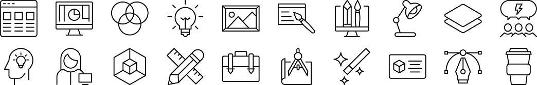 Bundle Of Linear Symbols Of Web Designer Editable Stroke Linear Symbol For Web Sites Newspapers