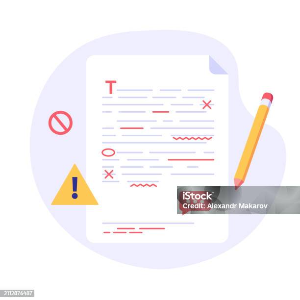 Editing Document With Text Correcting Grammar Mistake With Red Marker Teacher Fix Page Text