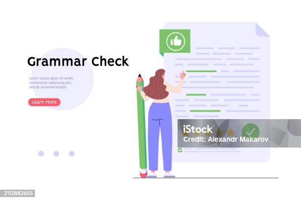 Ilustración De Editing Document With Text Correcting Grammar Mistake With Red Marker Teacher Fix