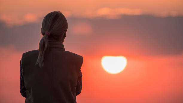 Free Stock Photo of Back View of Woman and Sunset Clouds | Download ...