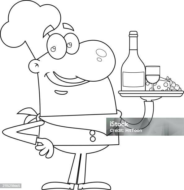 Personnage De Dessin Animé Dhomme De Chef Souriant Tenant Une Assiette