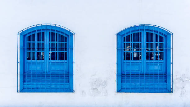 Free Stock Photo of White Building With Blue Trim and Windows ...