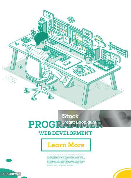 Programmer Frontend Or Backend Developer Sit On Chair With Wheels In ... Programmer Frontend Or Backend Developer Sit On Chair With Wheels In ...