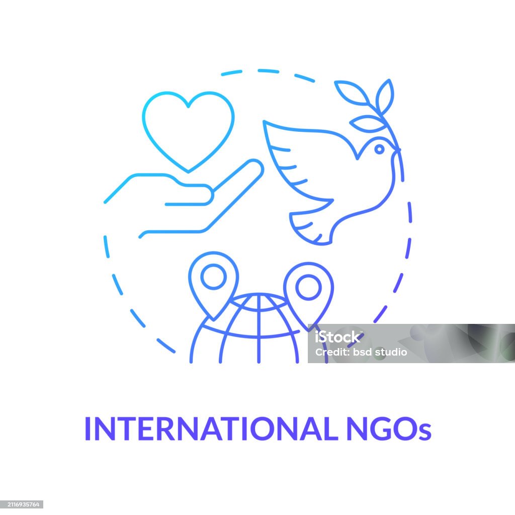 International Ngos Blue Gradient Concept Icon Stock Illustration