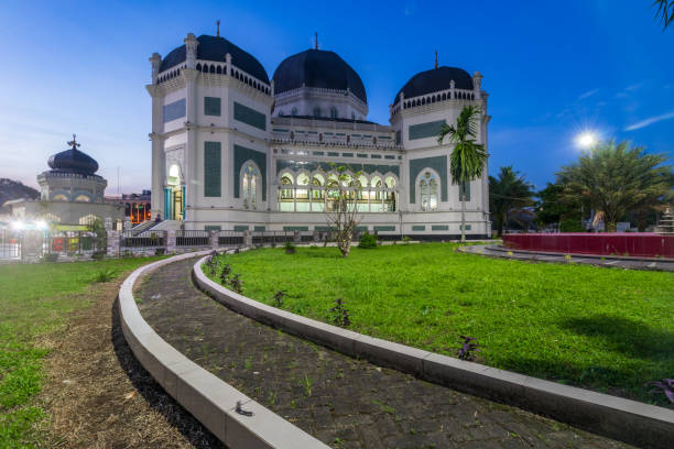 Free picture: Grand mosque of Medan or Masjid Raya Al-Mashun, a white ...