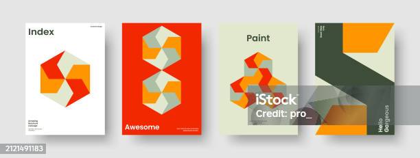 Desain Brosur Abstrak Tata Letak Sampul Buku Geometris Template Banner