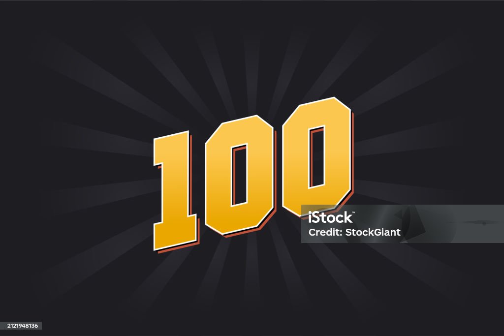 Number 100 Vector Font Alphabet Yellow 100 Number With Black Background ... Number 100 Vector Font Alphabet Yellow 100 Number With Black Background ...