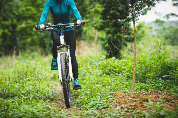 Free Stock Photo of Person Riding Bike on Trail in Woods | Download ...
