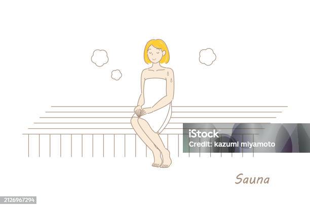 A Cute Saunaloving Woman Enjoying Sauna In The Sauna Room Sauna Girl