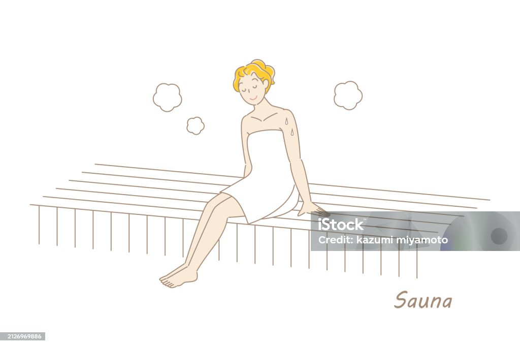 A Cute Saunaloving Woman Enjoying Sauna In The Sauna Room Sauna Girl