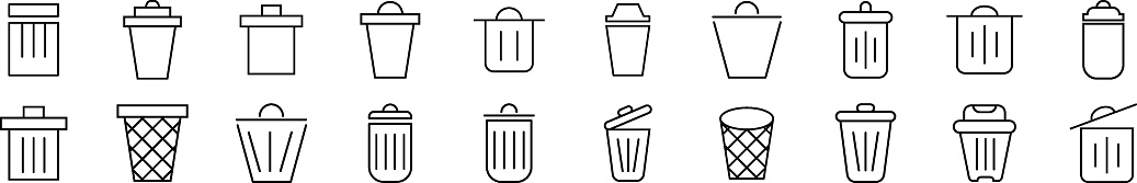 Pack De Symboles Linéaires De Poubelle Trait Modifiable Symbole