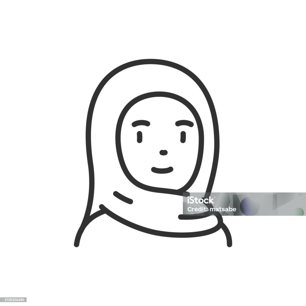 Ilustración De Mujer Con Hiyab Icono Lineal Mujer Árabe Avatar Línea