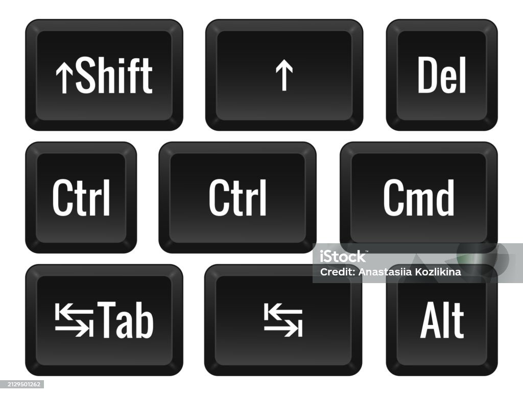 Computer Keys Shift Arrow Up Del Ctrl Control Cmd Command Tab