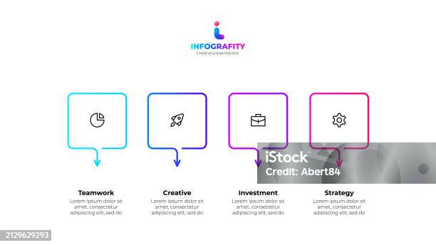 Outline Infographic Design Template Progress Diagram With 4 Square ... Outline Infographic Design Template Progress Diagram With 4 Square ...