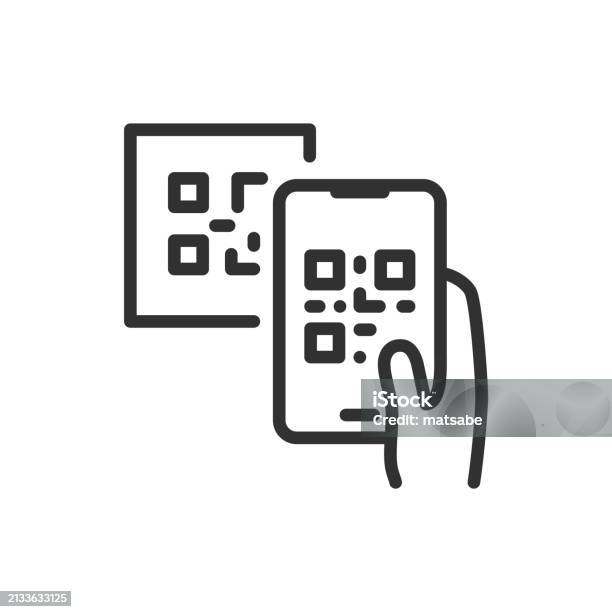 Scanning Qr Code With Smartphone Linear Icon Line With Editable Stroke ... Scanning Qr Code With Smartphone Linear Icon Line With Editable Stroke ...