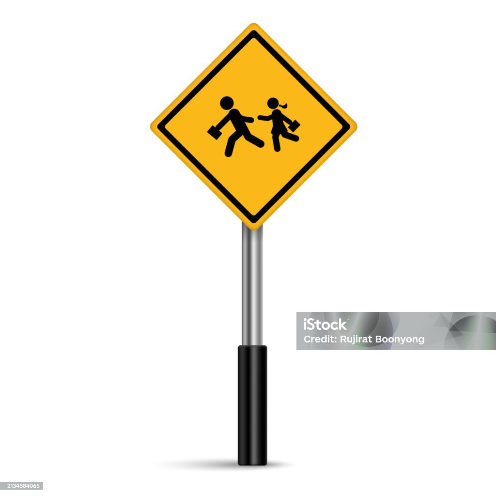 School Zone Warning Sign Vector On White Background Stock Illustration Download Image Now Istock