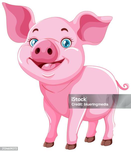 Ilustración de Un Cerdito De Dibujos Animados Feliz Sonriendo ... Ilustración de Un Cerdito De Dibujos Animados Feliz Sonriendo ...