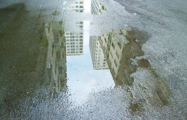 Free Stock Photo of Urban Buildings Reflection in Water Puddle ...