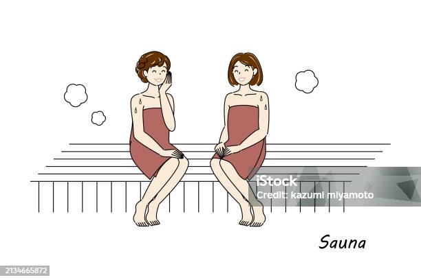 Two Cute Saunaloving Women Enjoying Sauna In The Sauna Room Totonou