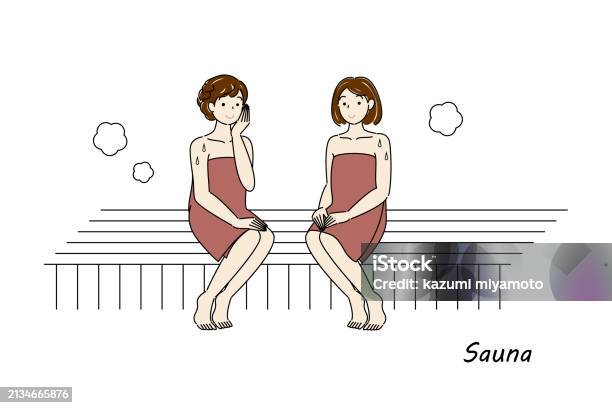 Two Cute Saunaloving Women Enjoying Sauna In The Sauna Room Totonou