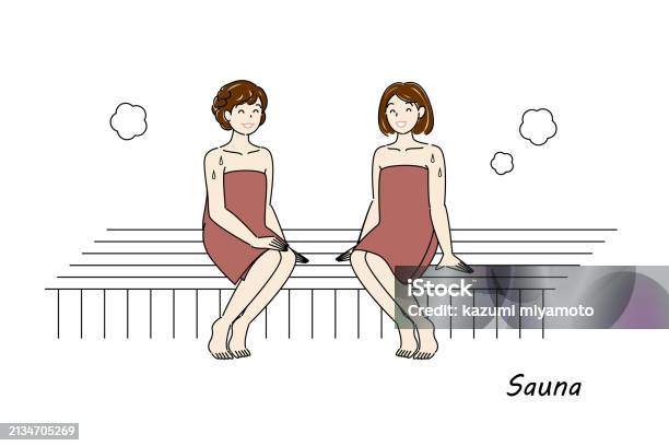 Two Cute Saunaloving Women Enjoying Sauna In The Sauna Room Totonou