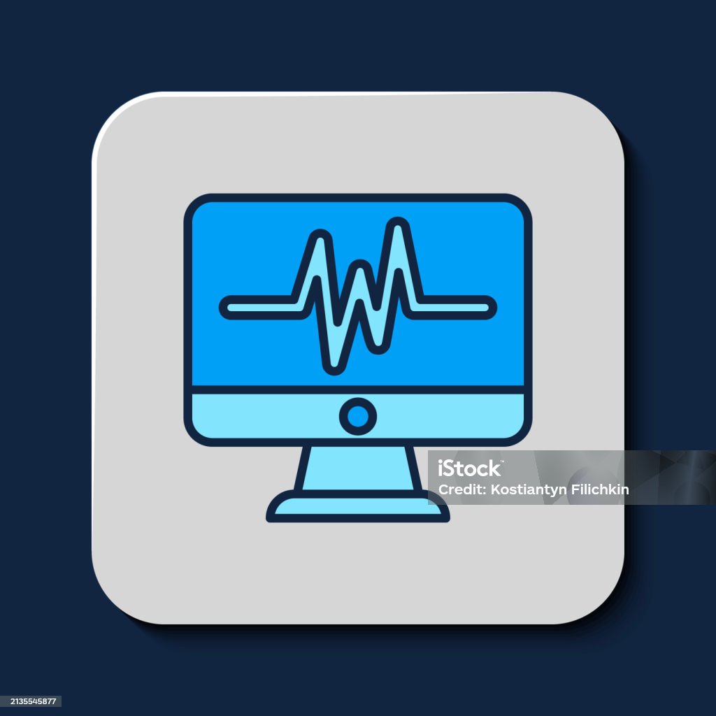 Ilustración De Contorno Relleno Monitor De Computadora Con Icono De