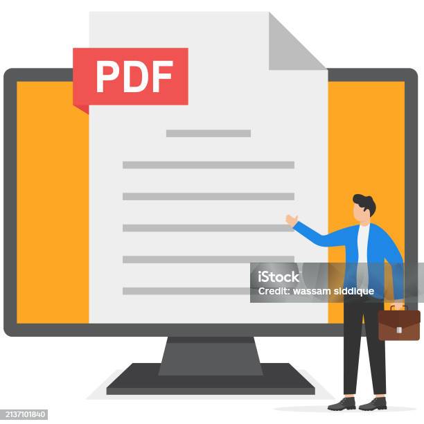Ikon File Pdf Pada Konsep Layar Laptop Ekstensi Format Ilustrasi Vektor