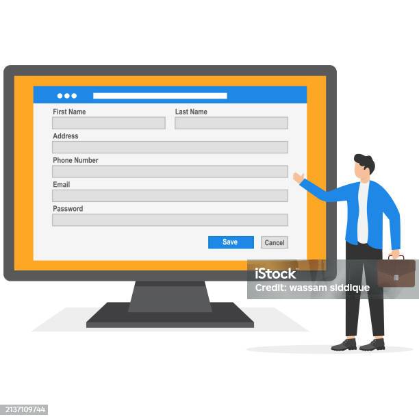 Registration Form Concept With Man Character Vector Illustration Stock ... Registration Form Concept With Man Character Vector Illustration Stock ...