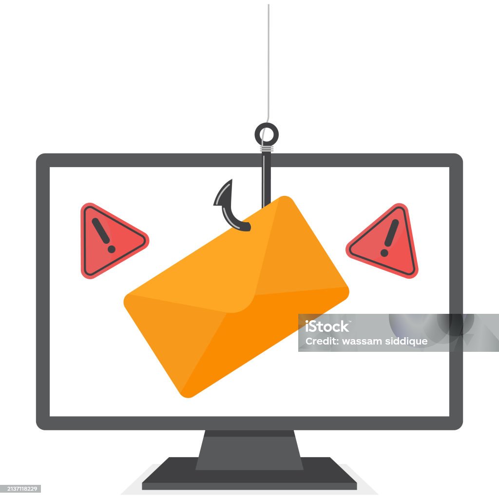 Hacker Breaks Email On Laptop Screen Concept Phishing And Cyber Crime Attacks Vector