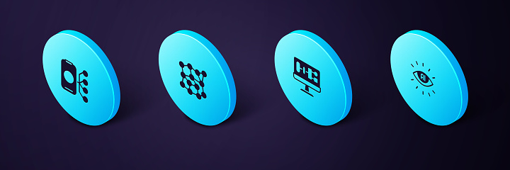 Set Isometric Artificial Intelligence Ai Algorithm Neural Network And