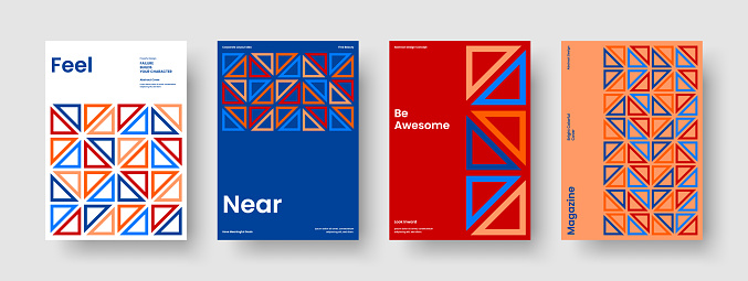 Tata Letak Spanduk Geometris Template Flyer Modern Desain Latar