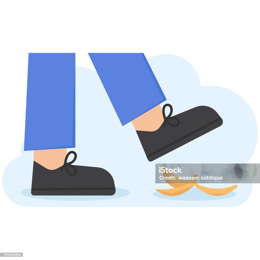 Businessman Leg Step On Business Banana Peel Illustration Vector