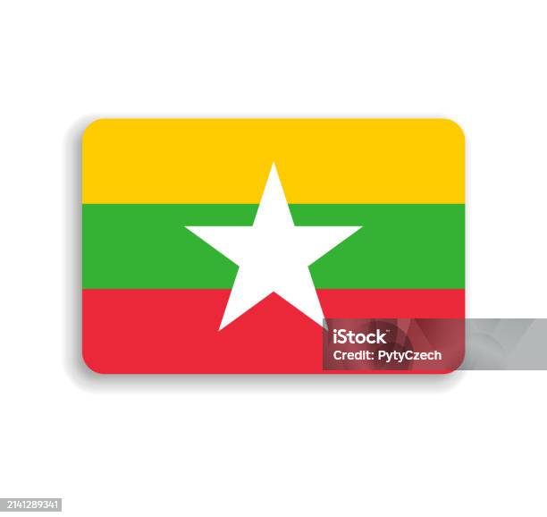 Bendera Vektor Persegi Panjang Bulat Myanmar Ilustrasi Stok Unduh