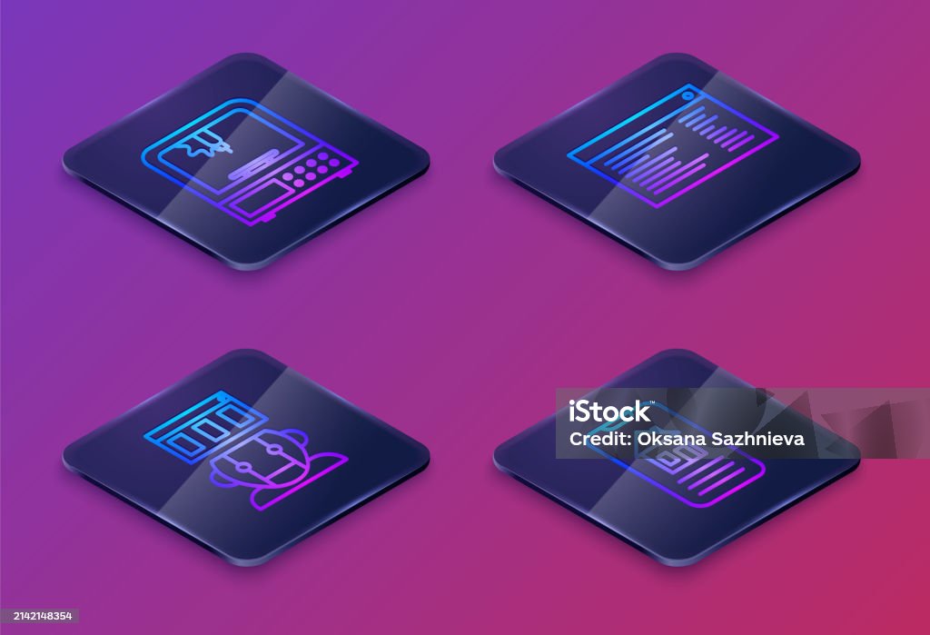 Set Isometric Line 3d Printer Robot Software Web Developer Programming ... Set Isometric Line 3d Printer Robot Software Web Developer Programming ...