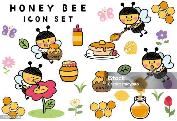 Ilustración de Lindo Conjunto De Iconos De Ilustración De Abeja ... Ilustración de Lindo Conjunto De Iconos De Ilustración De Abeja ...