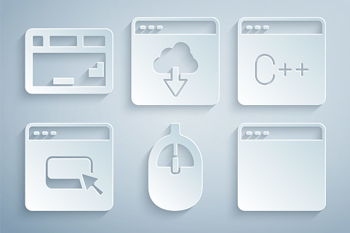Set Computer Mouse Software Browser Files Window Cloud Technology Data Transfer And Keyboard