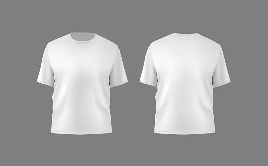 Dasar Putih Pria Tshirt Realistis Mockup Tampilan Depan Dan Belakang