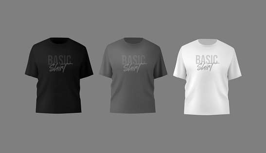 Dasar Pria Tshirt Mockup Realistis Tampilan Depan Dan Belakang Template