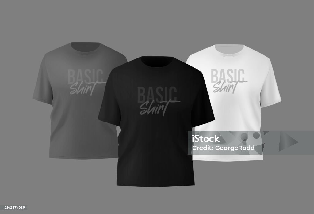 Dasar Pria Tshirt Mockup Realistis Tampilan Depan Dan Belakang Template